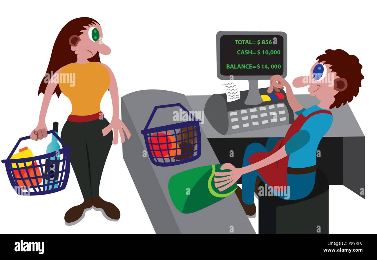 Shop assistant serving customer Stock Vector Images - Alamy