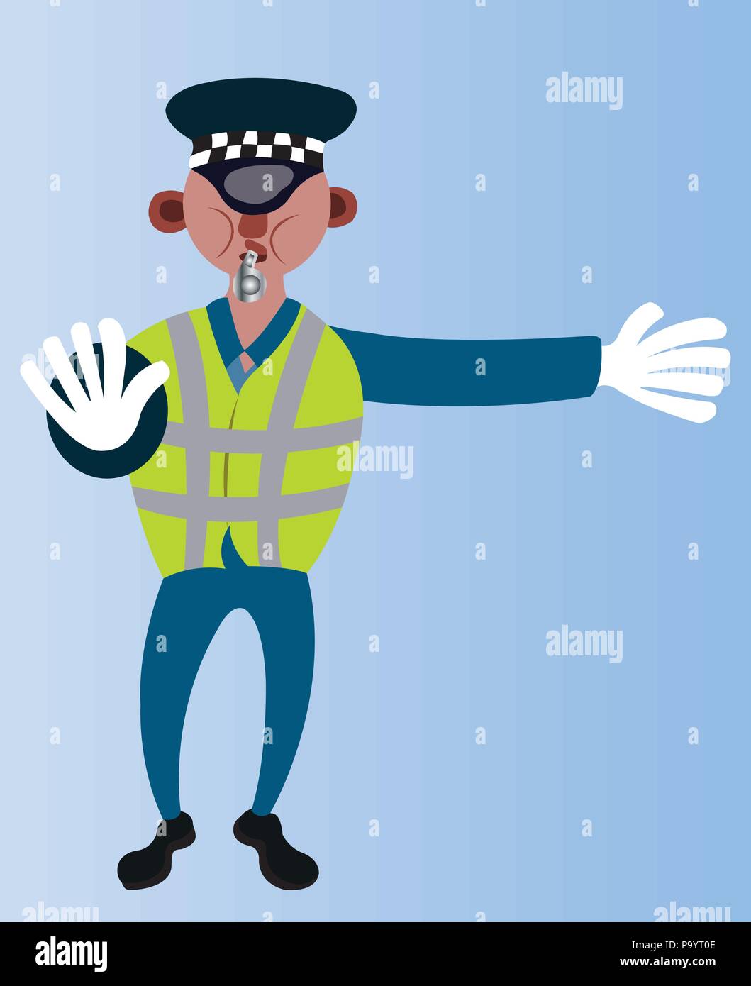 A traffic Police officer showing a stop sign to a motorist Stock Vector ...