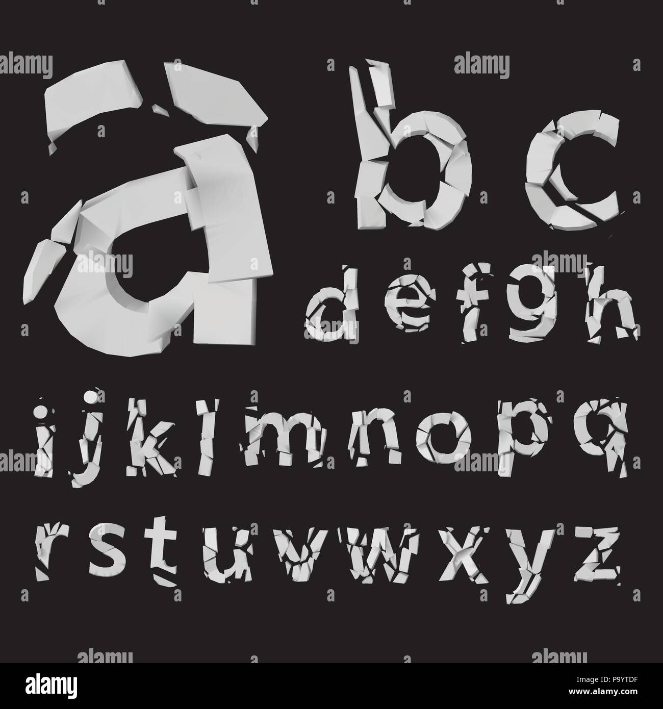 3d styled vector fractured letters set Stock Vector Image & Art - Alamy