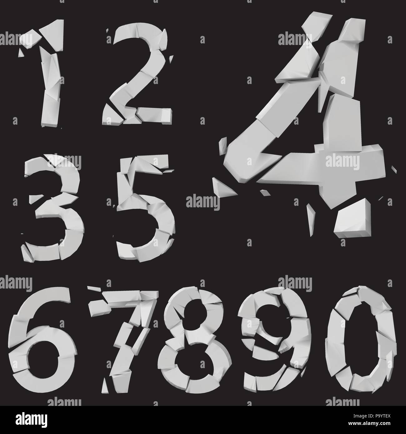 3d styled vector fractured letters set Stock Vector Image & Art - Alamy