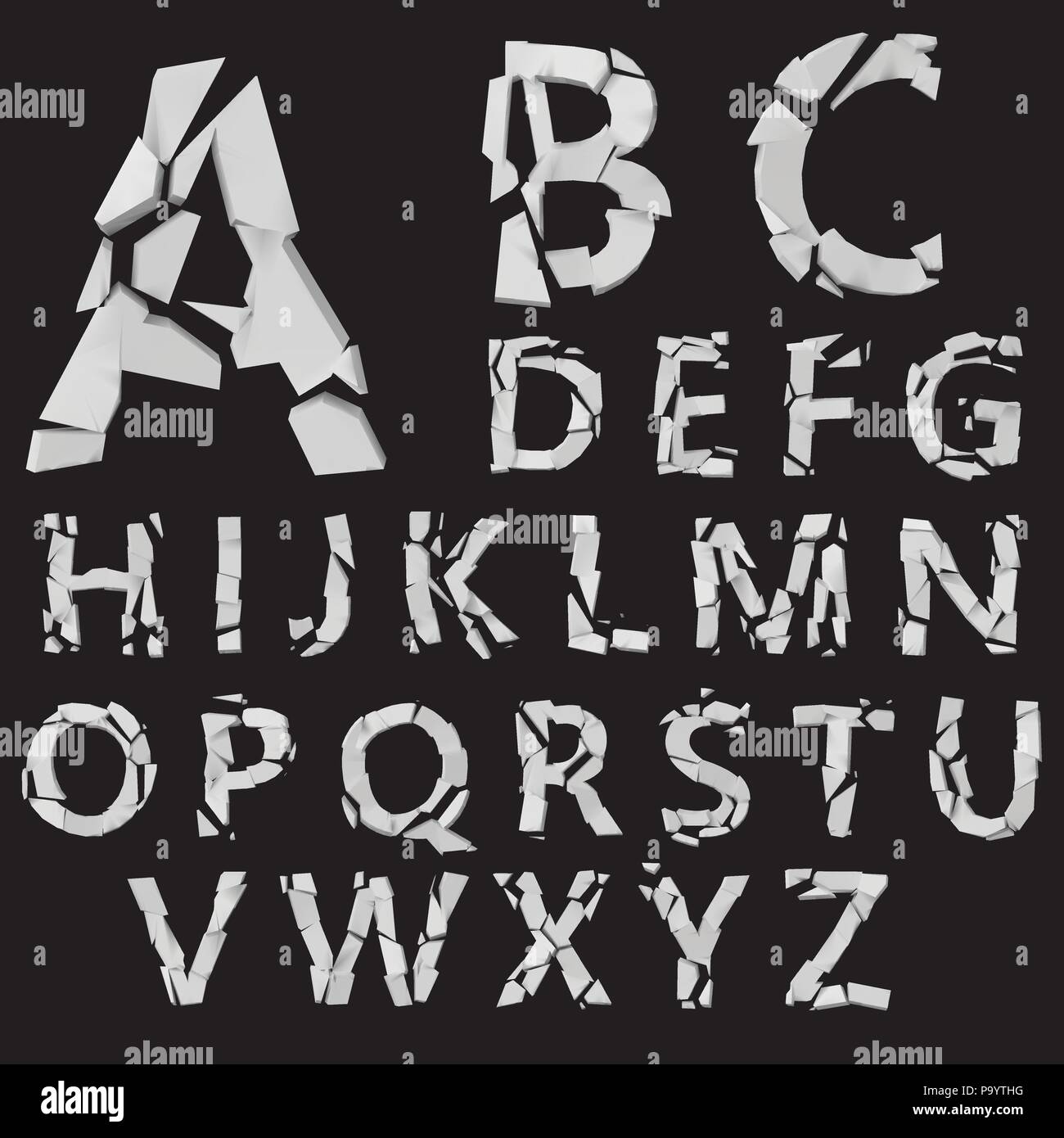 3d styled vector fractured letters set Stock Vector Image & Art - Alamy