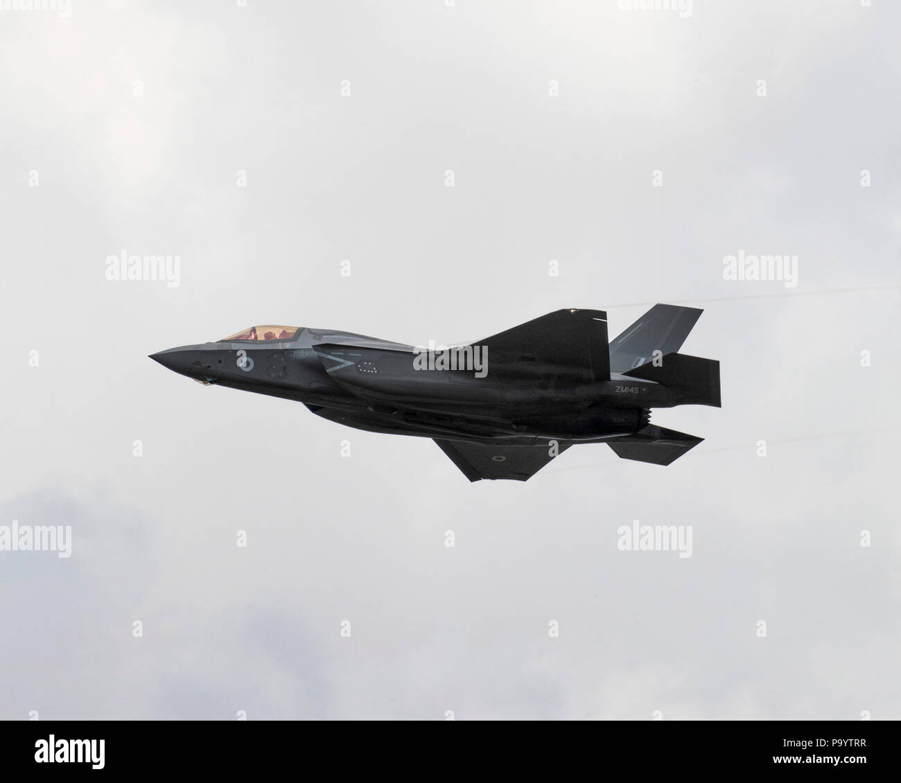 RAF F-35B Lightning II multirole stealth jet fighter flying at the 2018 ...