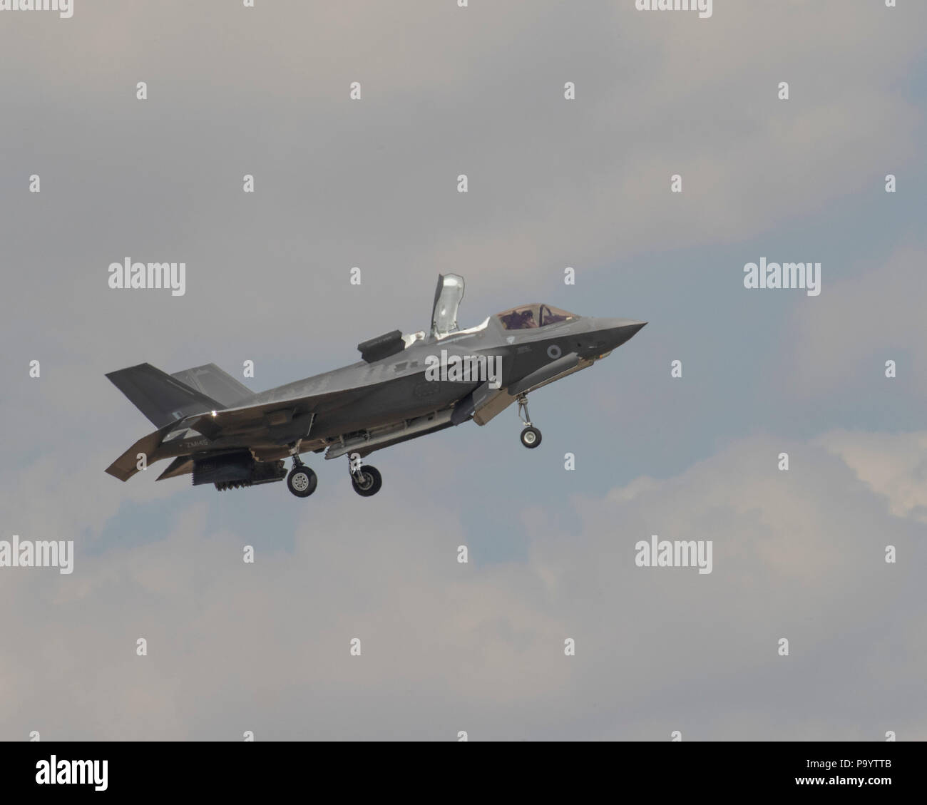 RAF F-35B Lightning II multirole stealth jet fighter flying at the 2018 ...