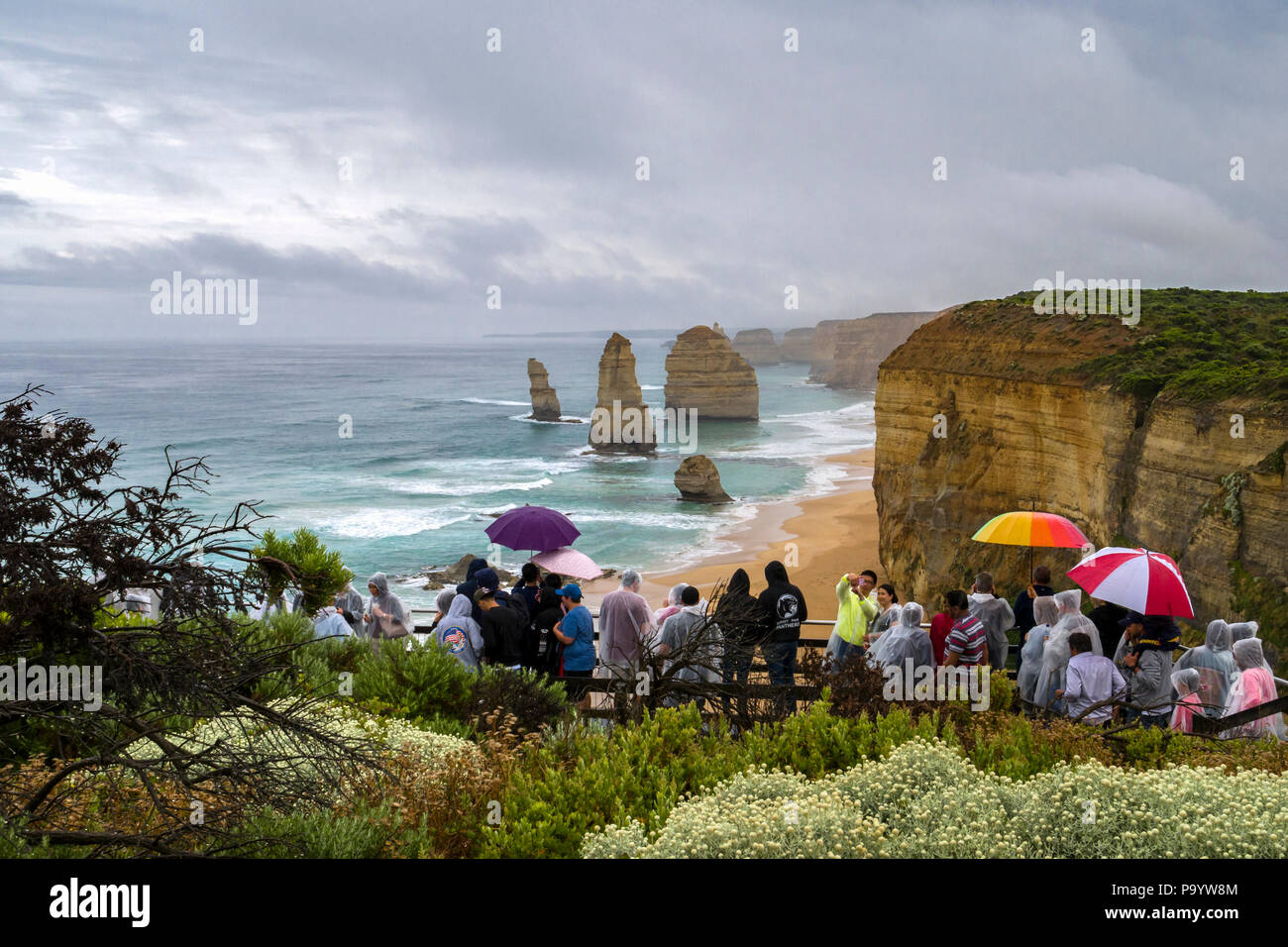 Lookout at the Twelve Apostles limestone rock formations by the Great ...