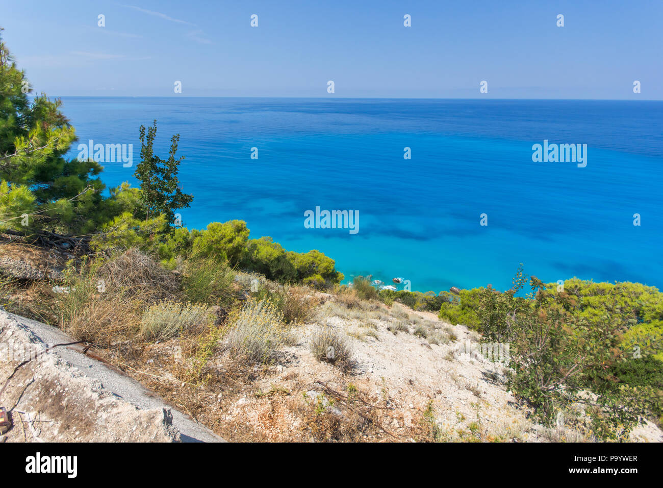 Amazing Panoramic view of Kokkinos Vrachos Beach with blue waters ...