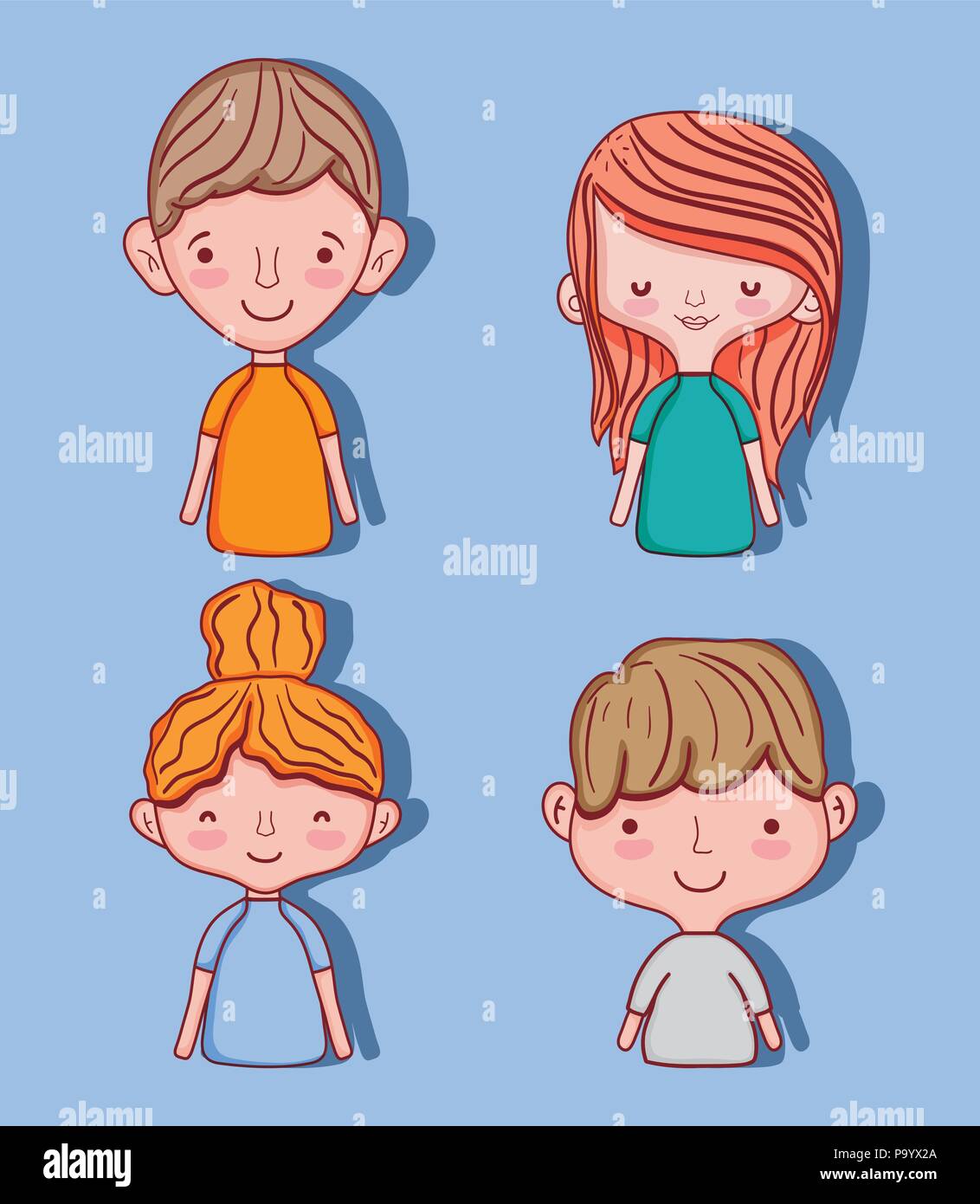 Set of cute kids cartoons Stock Vector Image & Art - Alamy