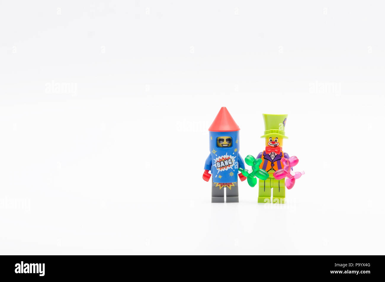 lego firework guy and party clown. Lego minifigures are manufactured by ...