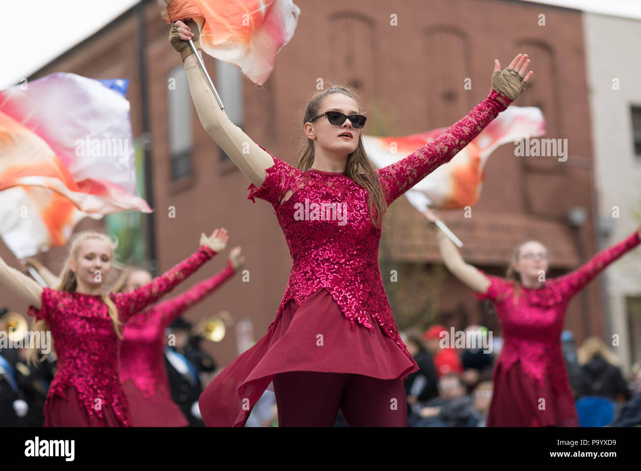 Holland, Michigan, USA - May 12, 2018 The Wildcats Mattawan Marching ...