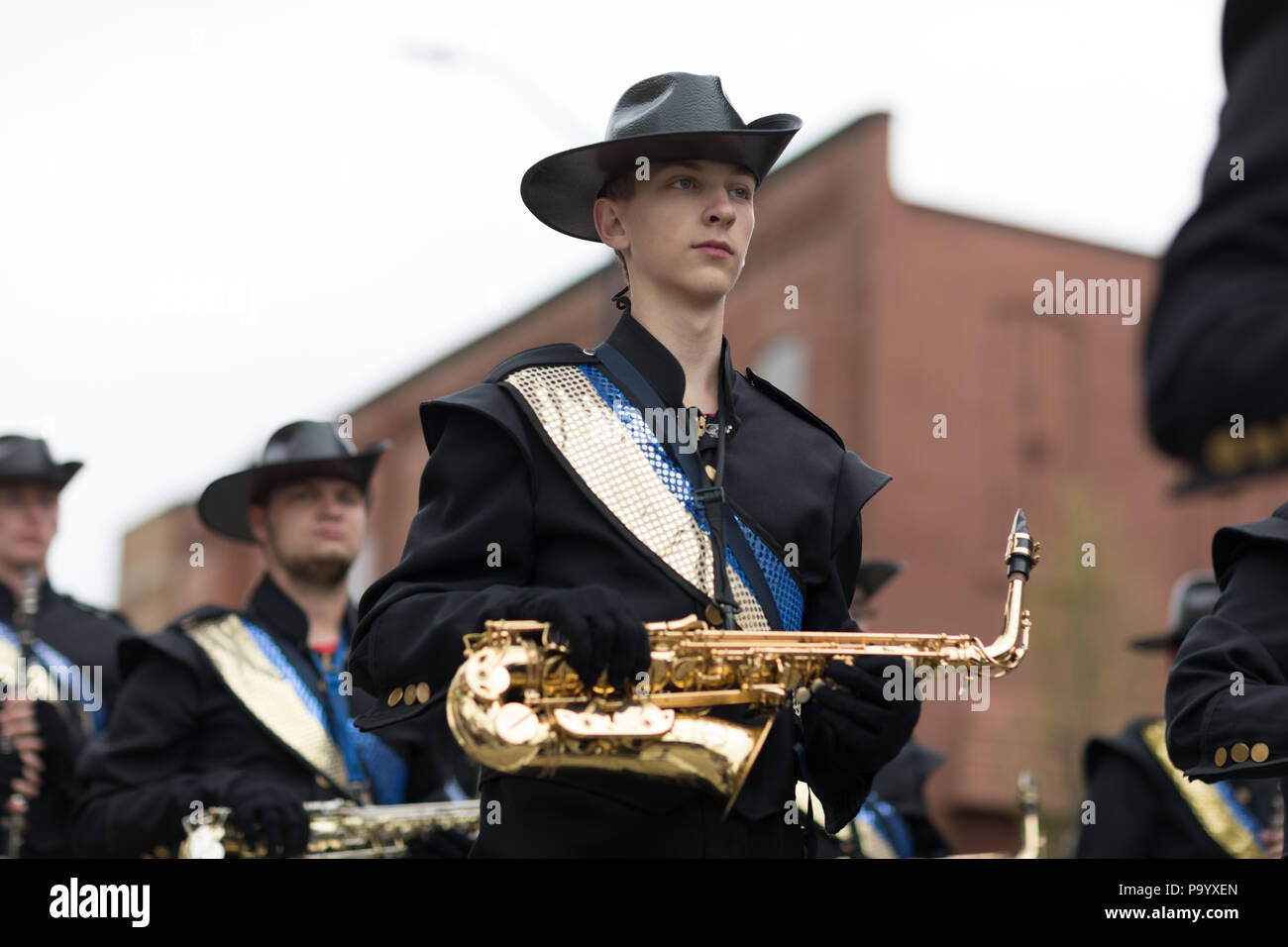 Holland, Michigan, USA - May 12, 2018 The Wildcats Mattawan Marching ...