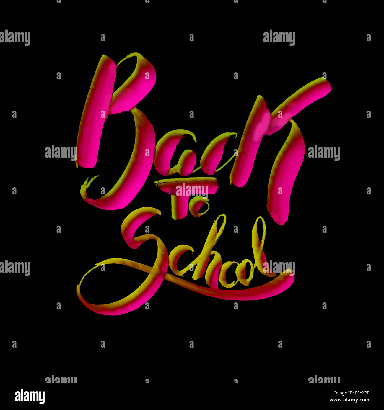 Back to school words lettering watercolor painted on black background ...