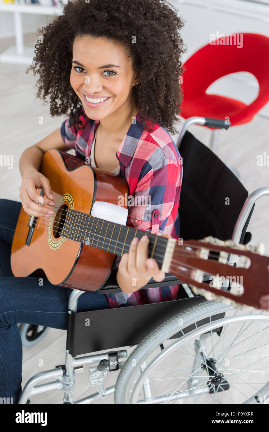 young female musican on wheelchair Stock Photo - Alamy