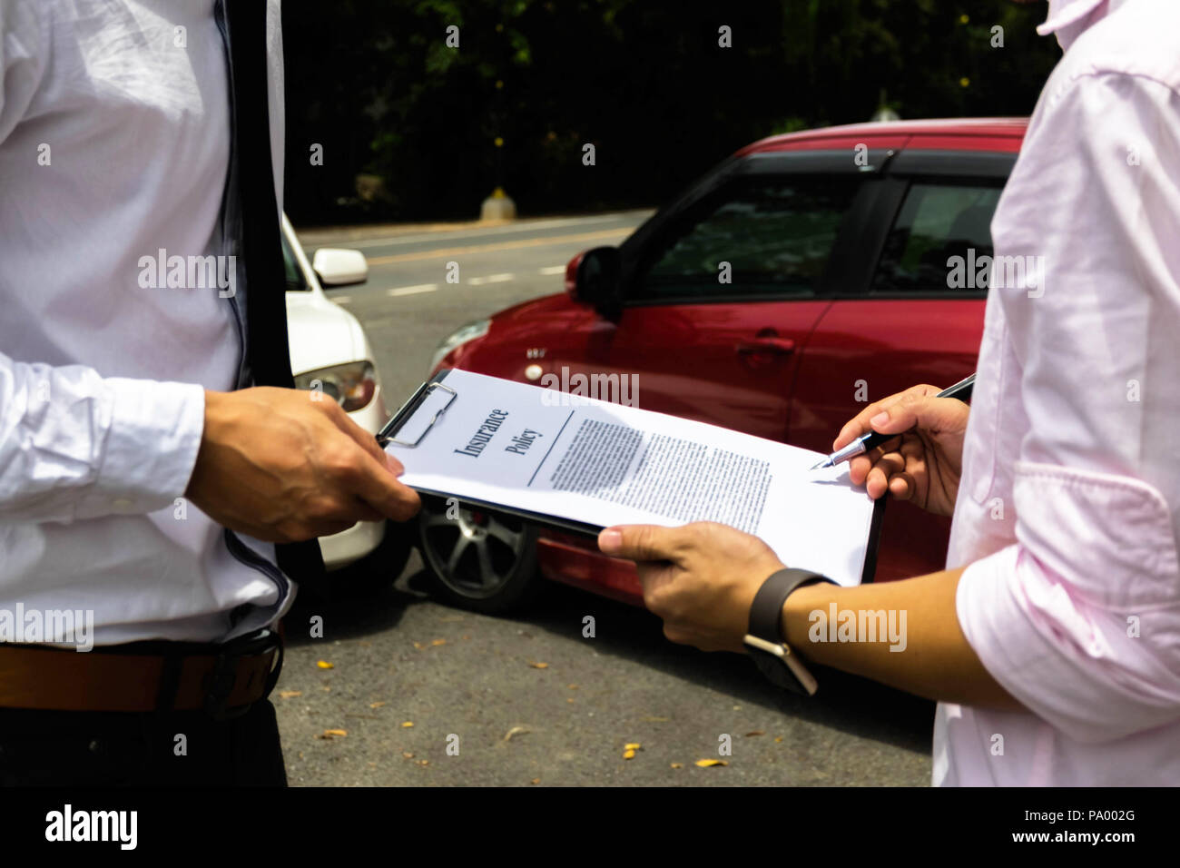 The insurance agent working claim process in payment on from parties ...