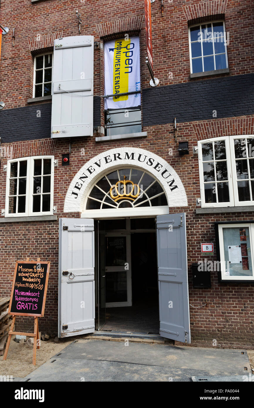 Entrance to the Jenever Museum (Jenevermuseum) at Schiedam, the ...