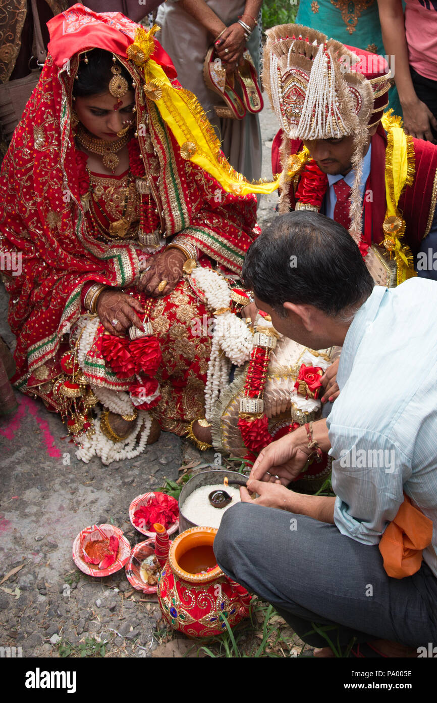 A traditional wedding in a small village in the Indian province. India ...