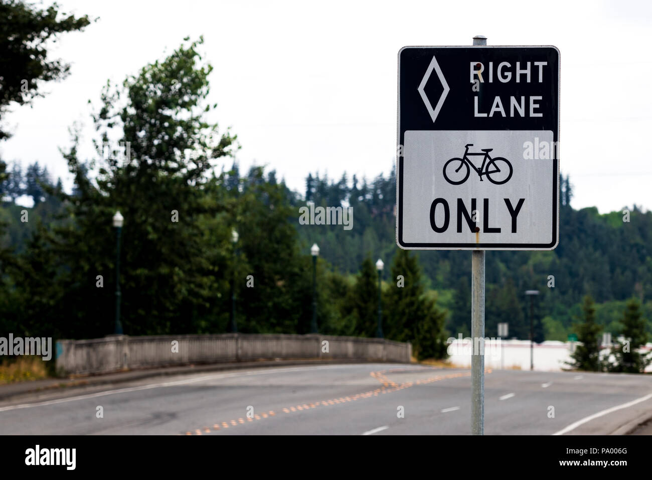 Sign bicycle only lane road hi-res stock photography and images - Alamy