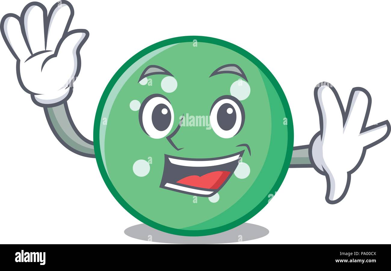 Waving circle character cartoon style vector illustration Stock Vector ...