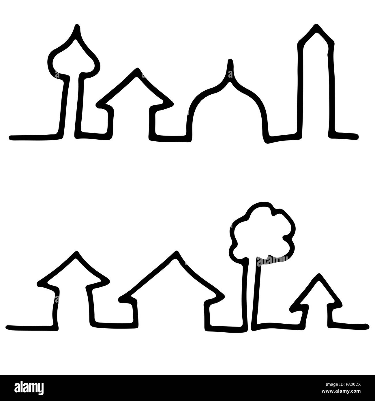 Simple line art illustration house Stock Vector Images - Alamy