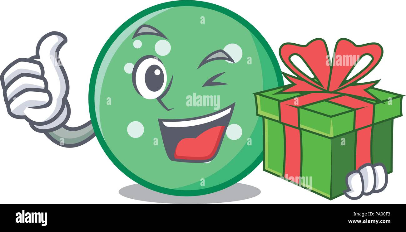 With gift circle mascot cartoon style vector illustration Stock Vector ...
