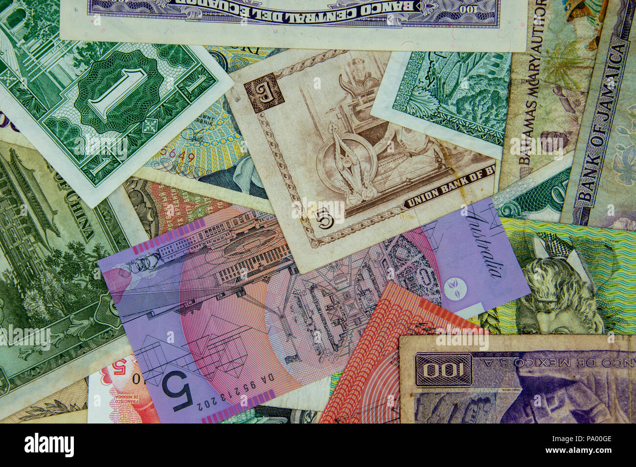 Bank notes from around the world Stock Photo - Alamy