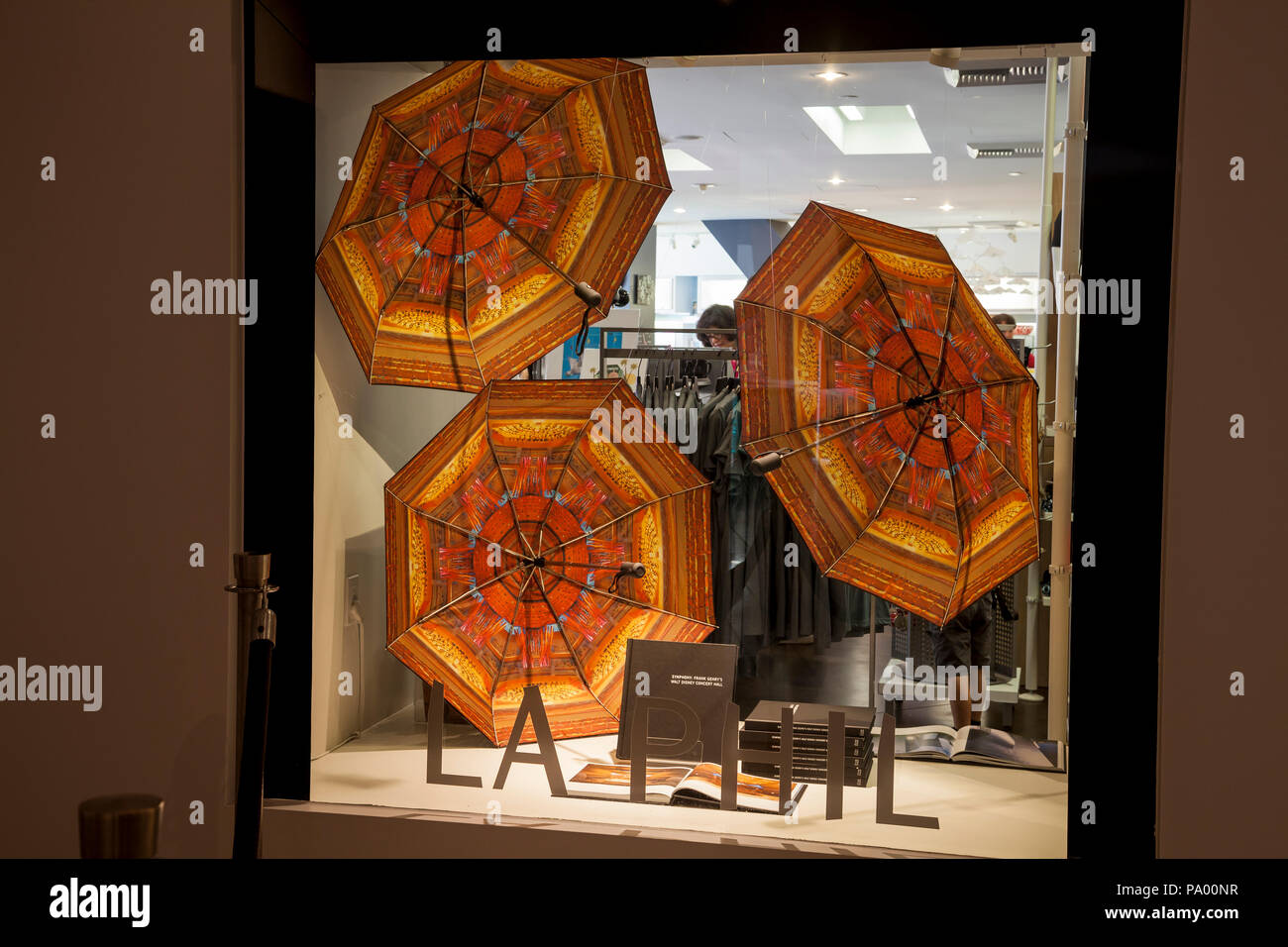 Window looking into a shop inside Walt Disney Concert Hall, Los Angeles ...
