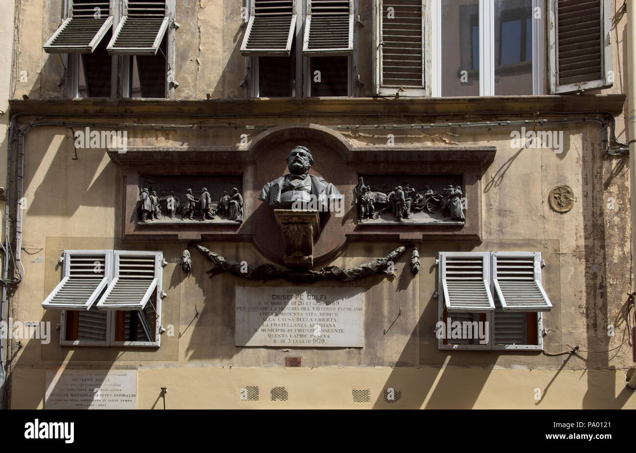 Florence Street scene, memorial plaque to Dolfi Stock Photo - Alamy