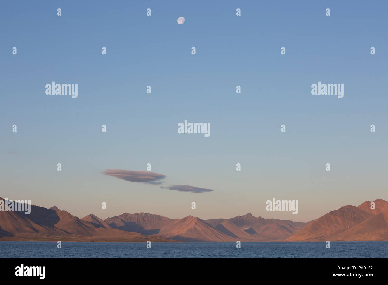 Landscape with full moon above, Russia Stock Photo - Alamy