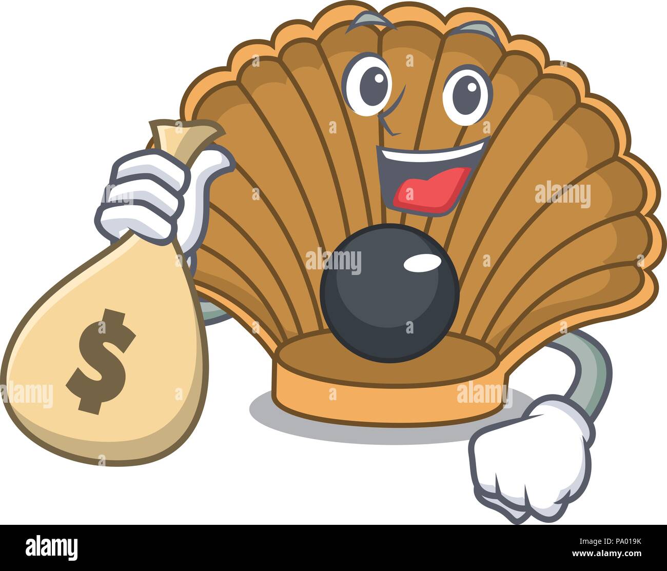 With money bag shell with pearl character cartoon Stock Vector Image ...