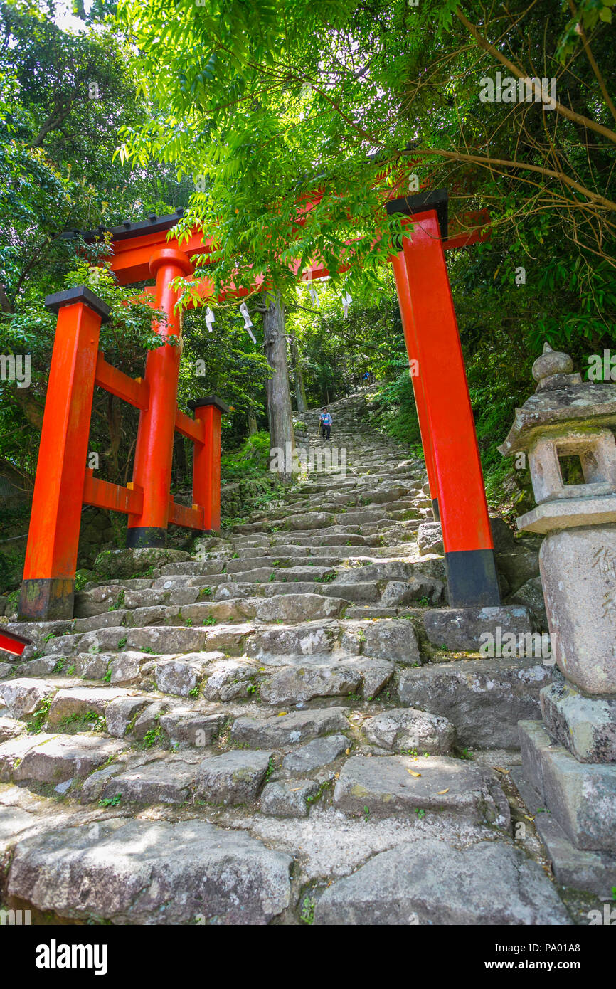 Kumano Kodo pilgrimage route. Kamikura jinja Shrine. Kamikurayama ...