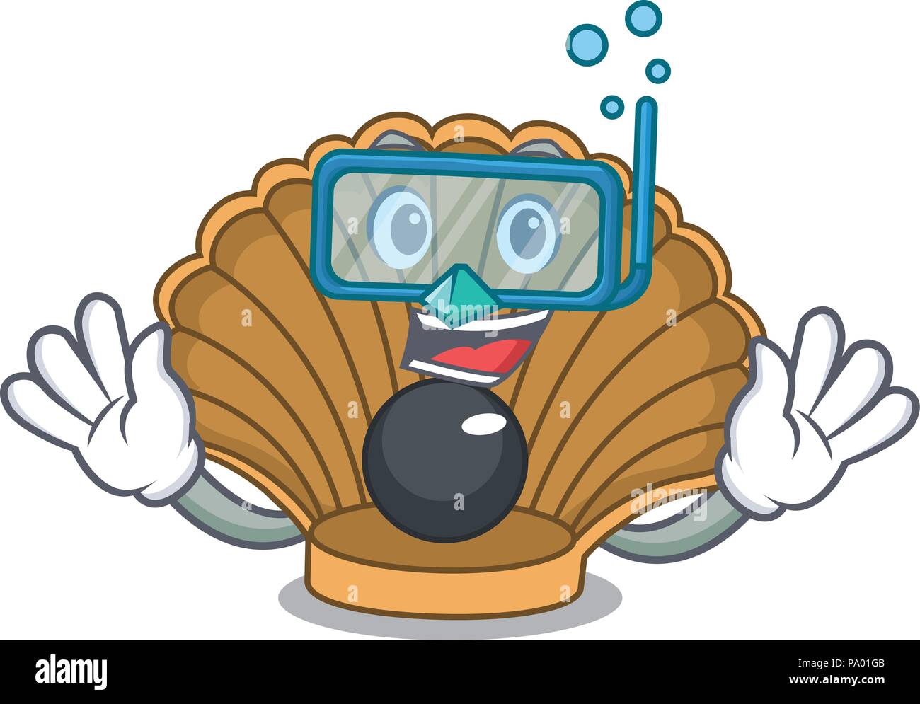 Diving shell with pearl character cartoon Stock Vector Image & Art - Alamy