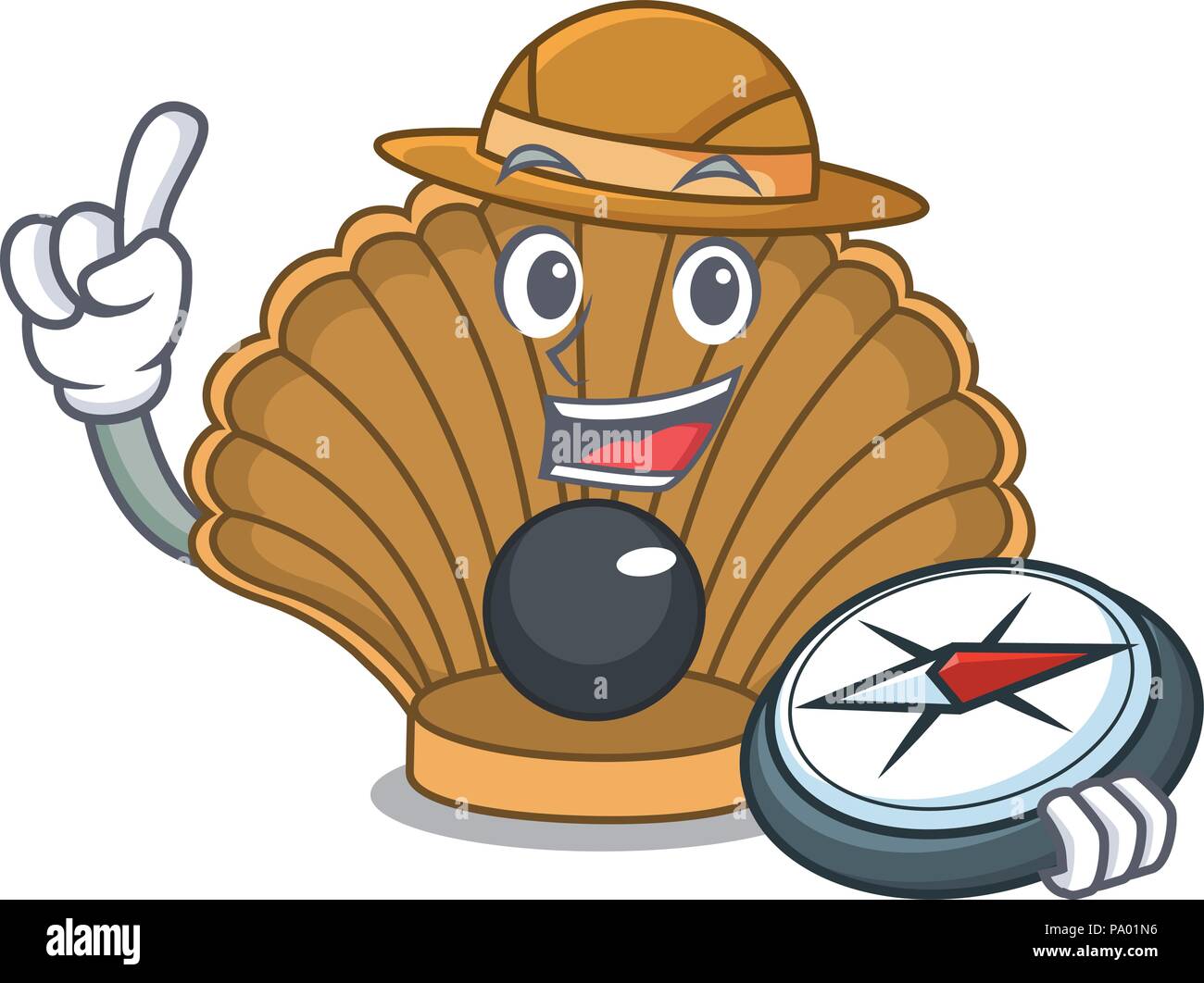 Explorer shell with pearl mascot cartoon Stock Vector Image & Art - Alamy