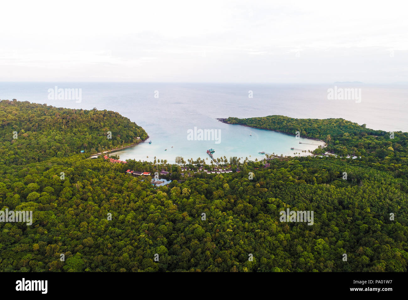 Seashore blue ocean with green tree forest aerial view Stock Photo - Alamy