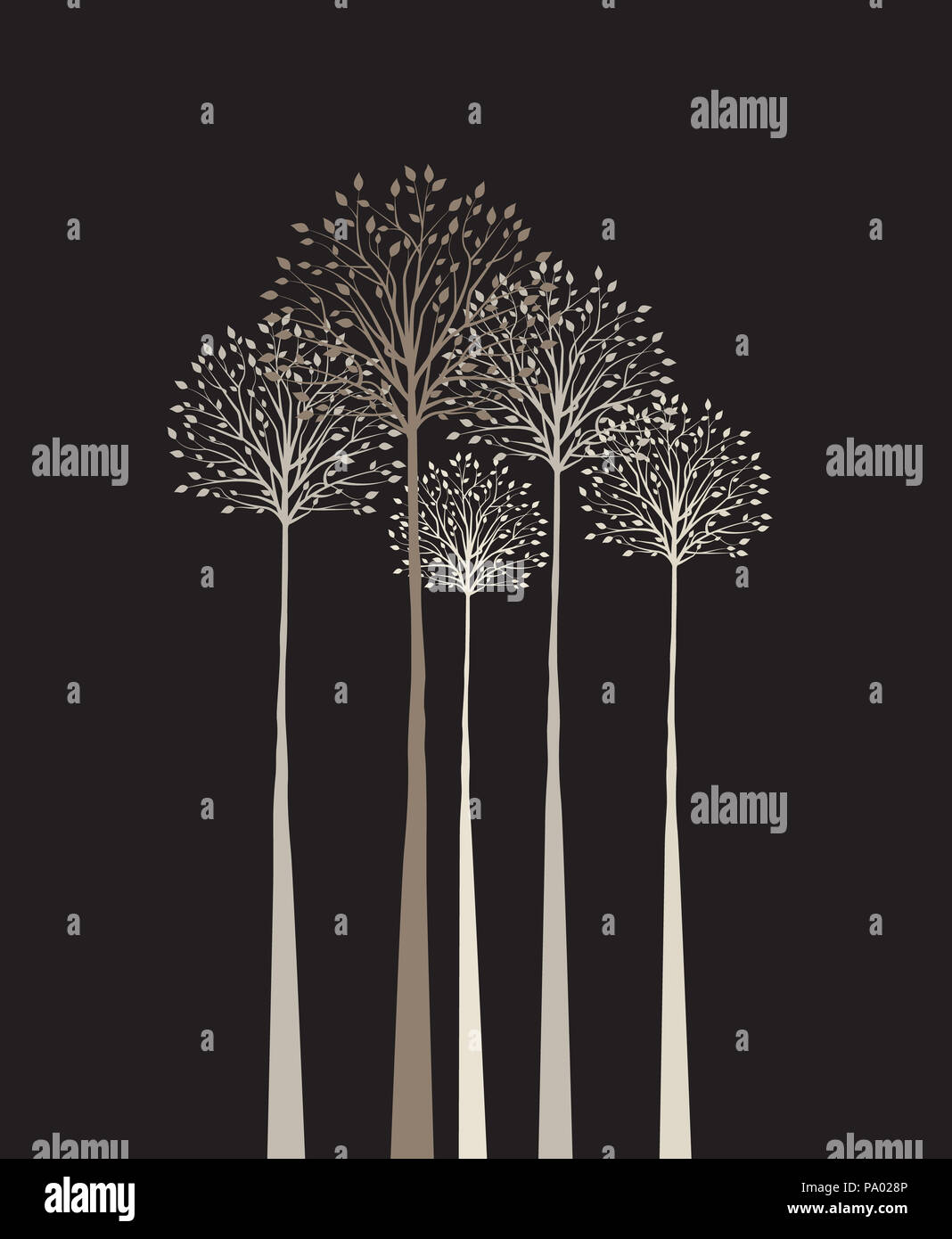 Tree silhouette illustration hi-res stock photography and images - Alamy