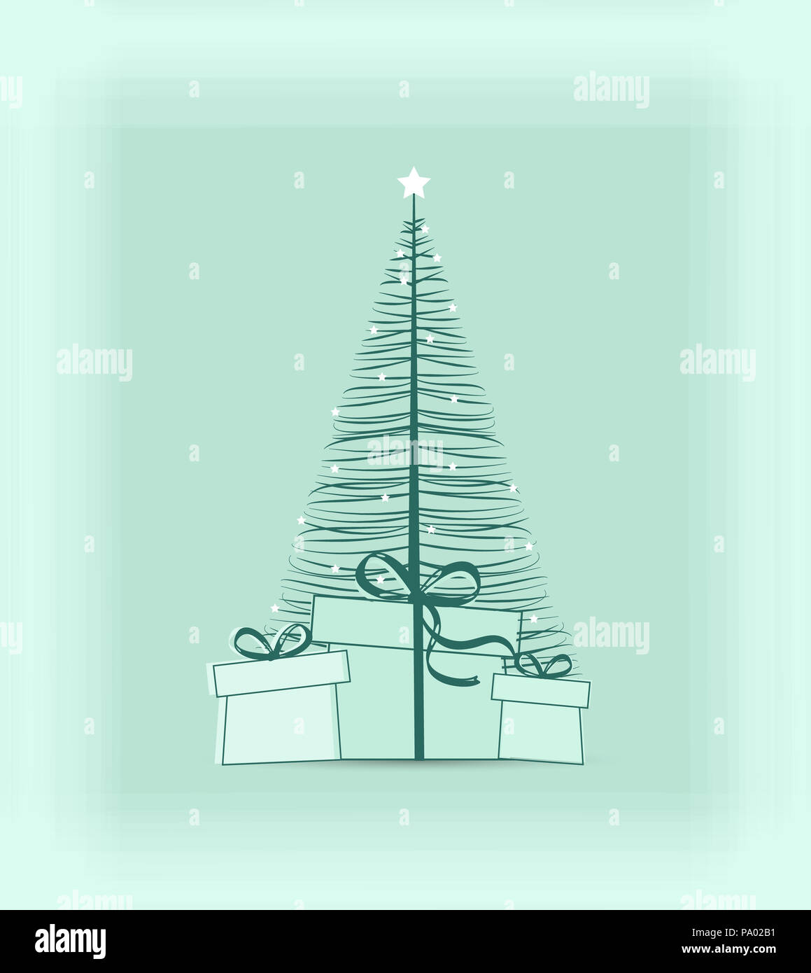 Blue decorative christmas tree, vector Christmas card Stock Photo - Alamy