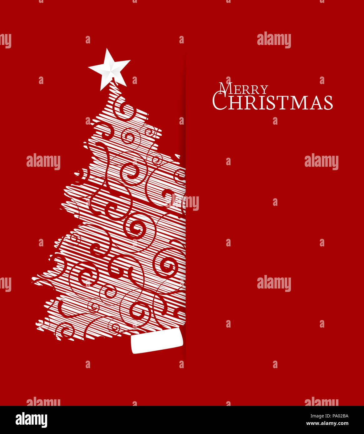 Christmas tree on a red background Stock Photo - Alamy