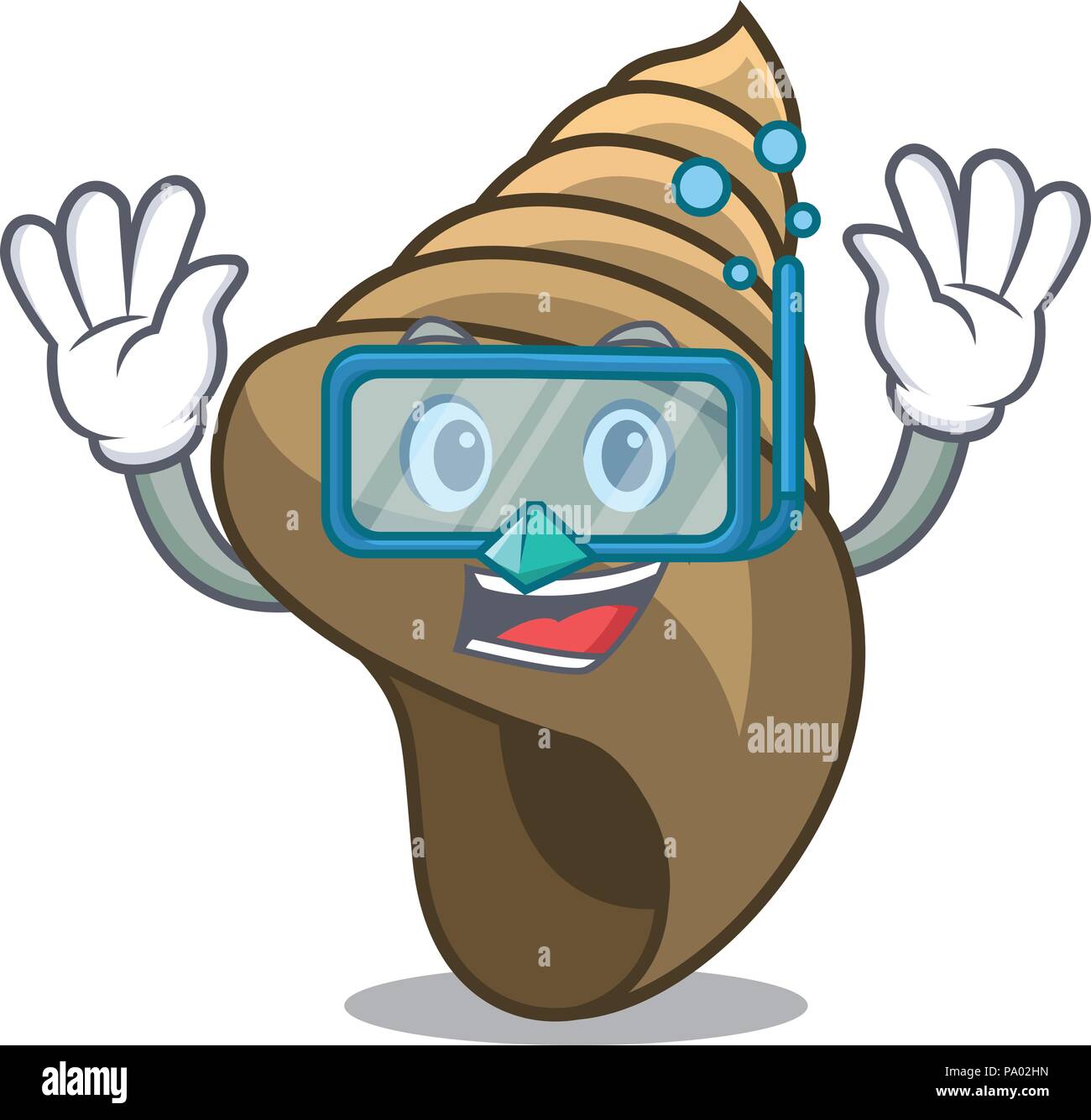 Diving spiral shell character cartoon Stock Vector Image & Art - Alamy