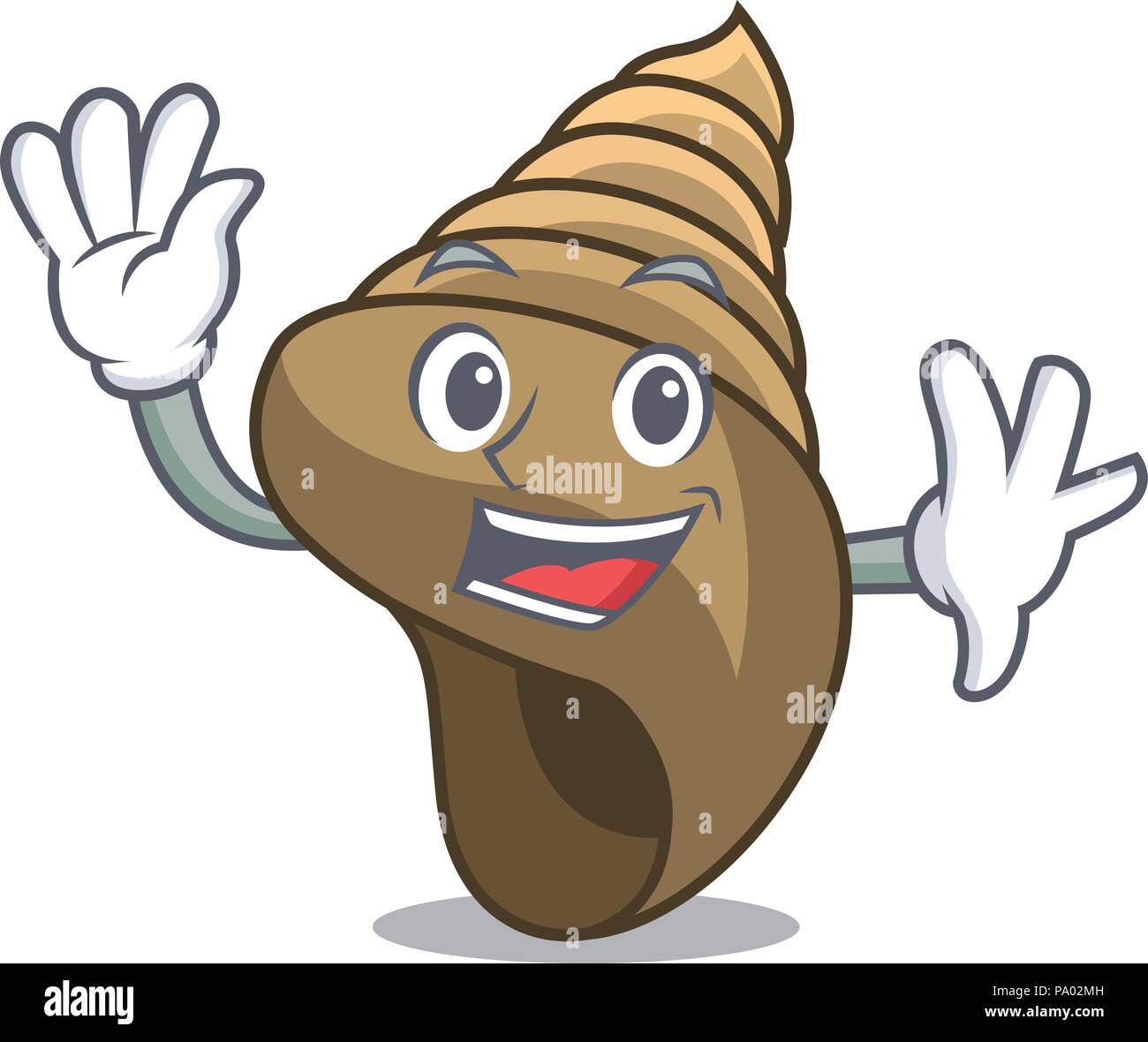 Waving Spiral Shell Character Cartoon Stock Vector Image And Art Alamy