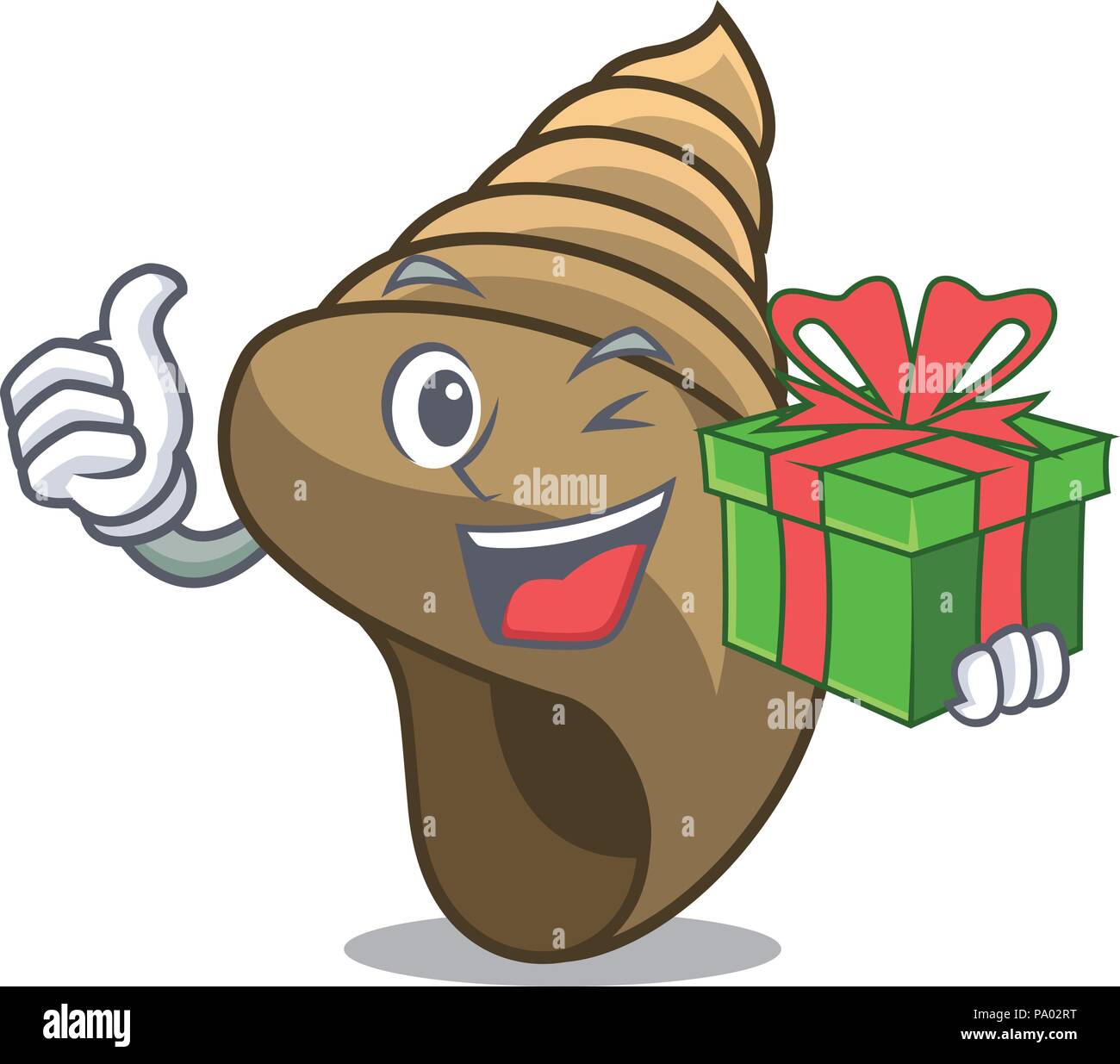 With gift spiral shell mascot cartoon Stock Vector Image & Art - Alamy