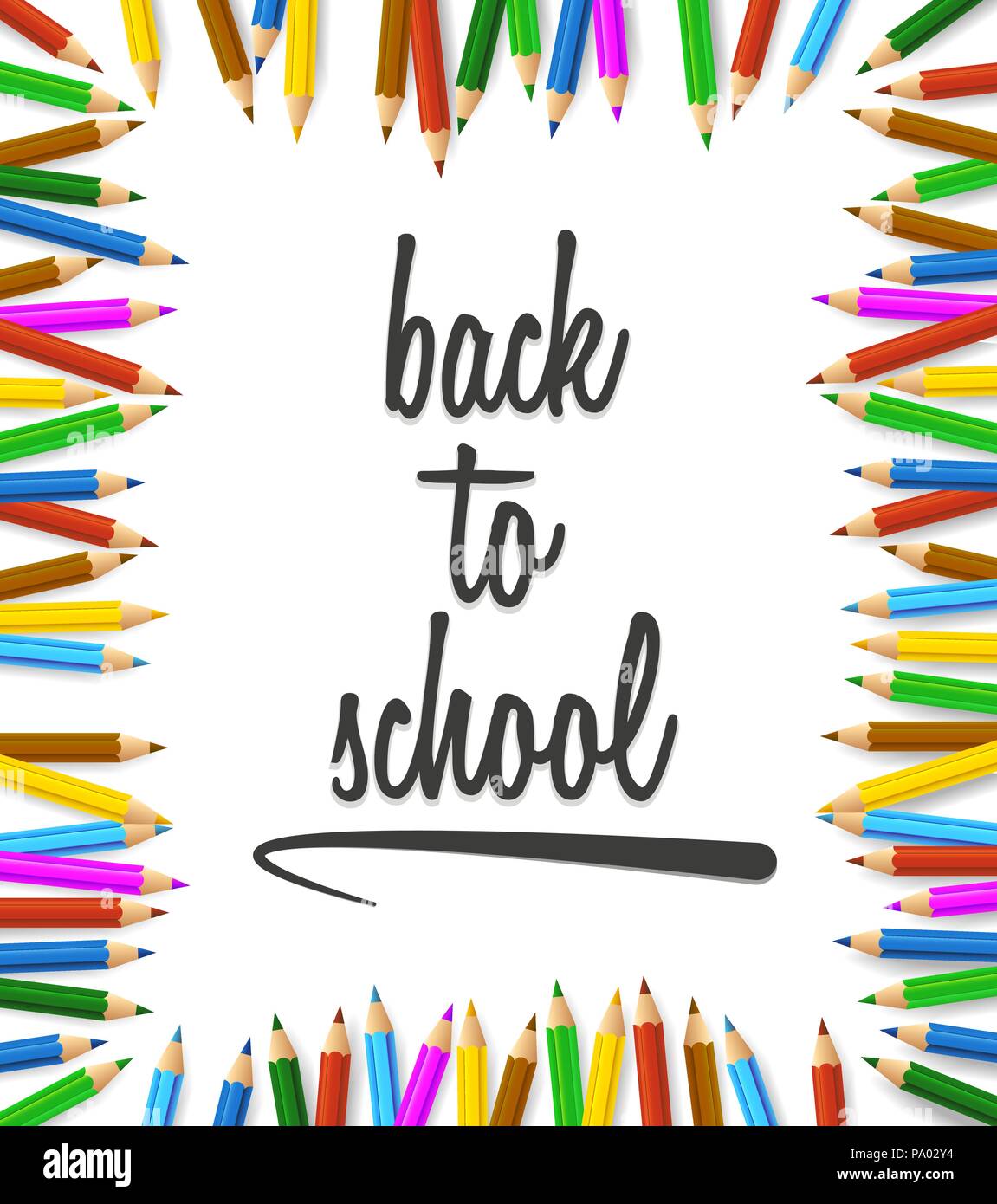 colored pencils arranged around words back to school Stock Vector Image ...