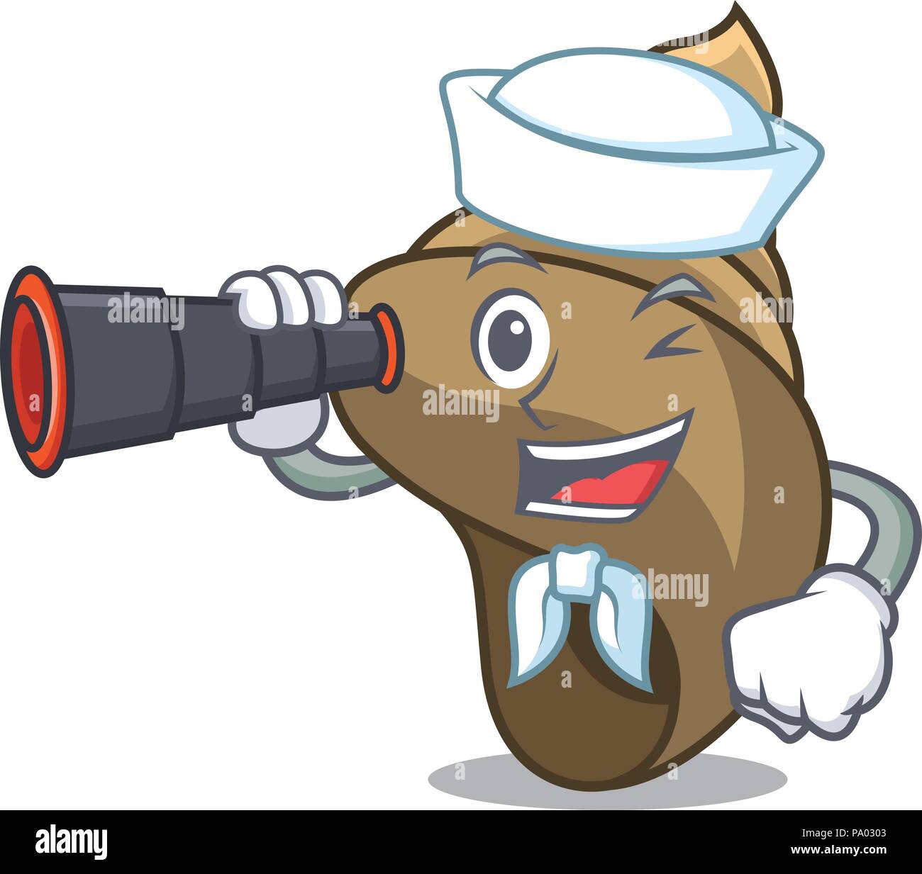 Sailor with binocular spiral shell mascot cartoon Stock Vector Image ...
