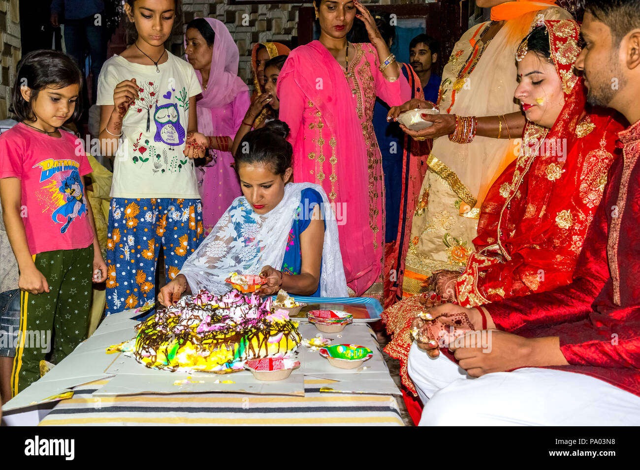 A traditional wedding in a small village in the Indian province. India ...