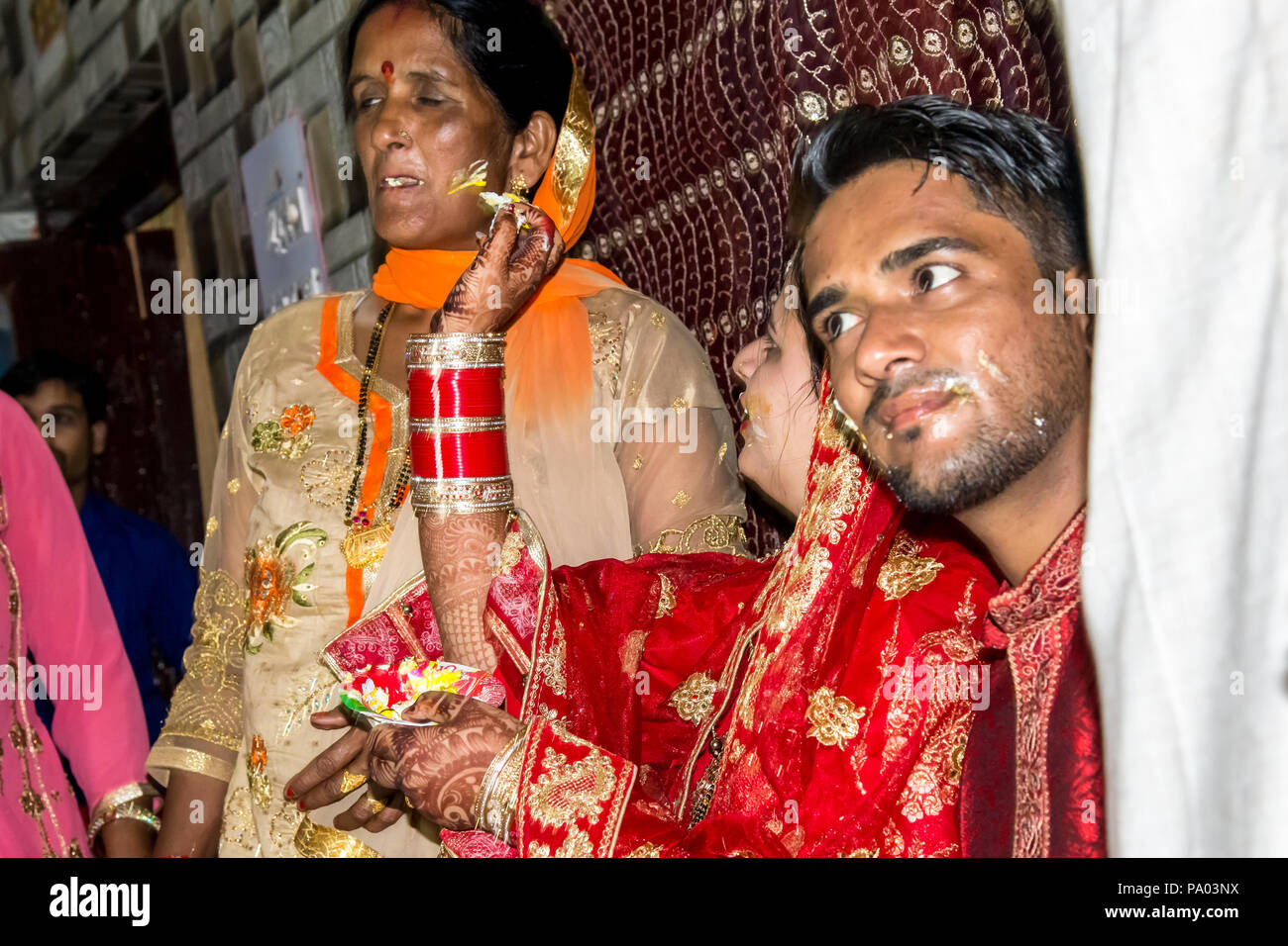 A traditional wedding in a small village in the Indian province. India ...