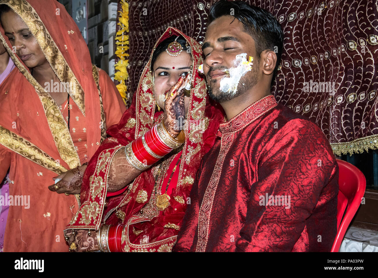 A traditional wedding in a small village in the Indian province. India ...
