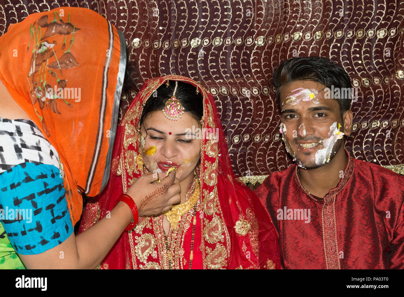A traditional wedding in a small village in the Indian province. India ...