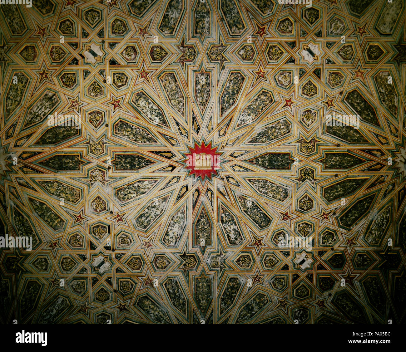Concave domed ceiling with geometric architectural design at the ...