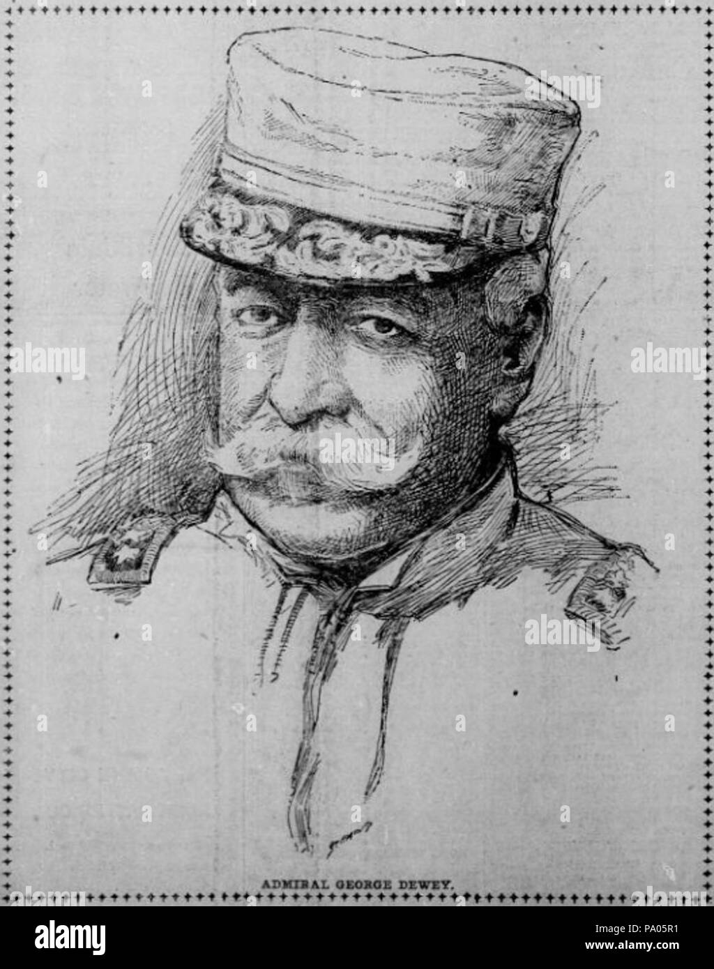 591 Drawing of Admiral George Dewey, November 1899 Stock Photo - Alamy