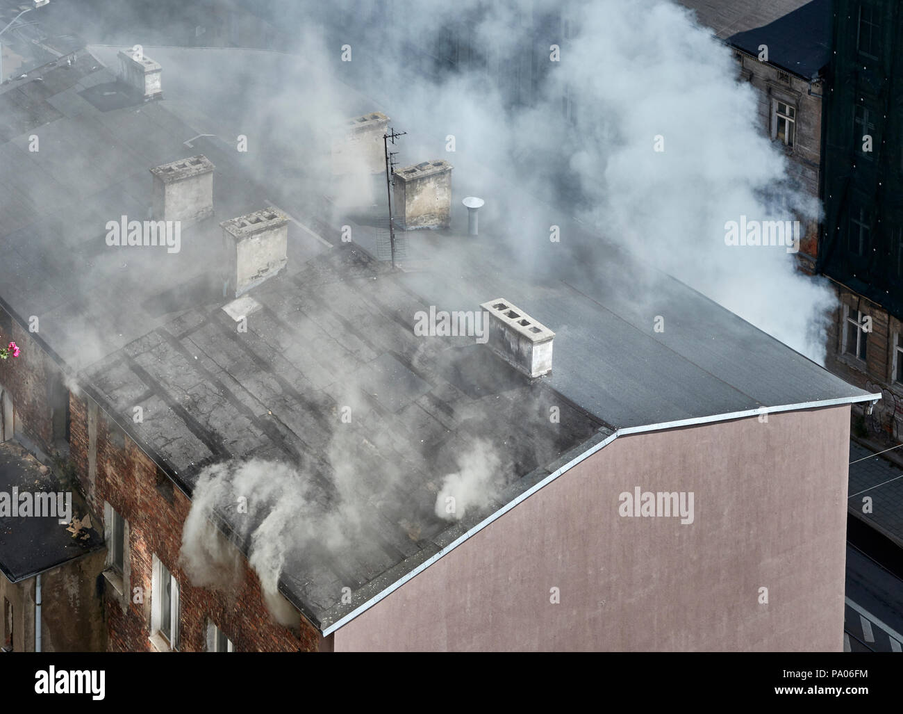 Fire of an old residential building Stock Photo - Alamy