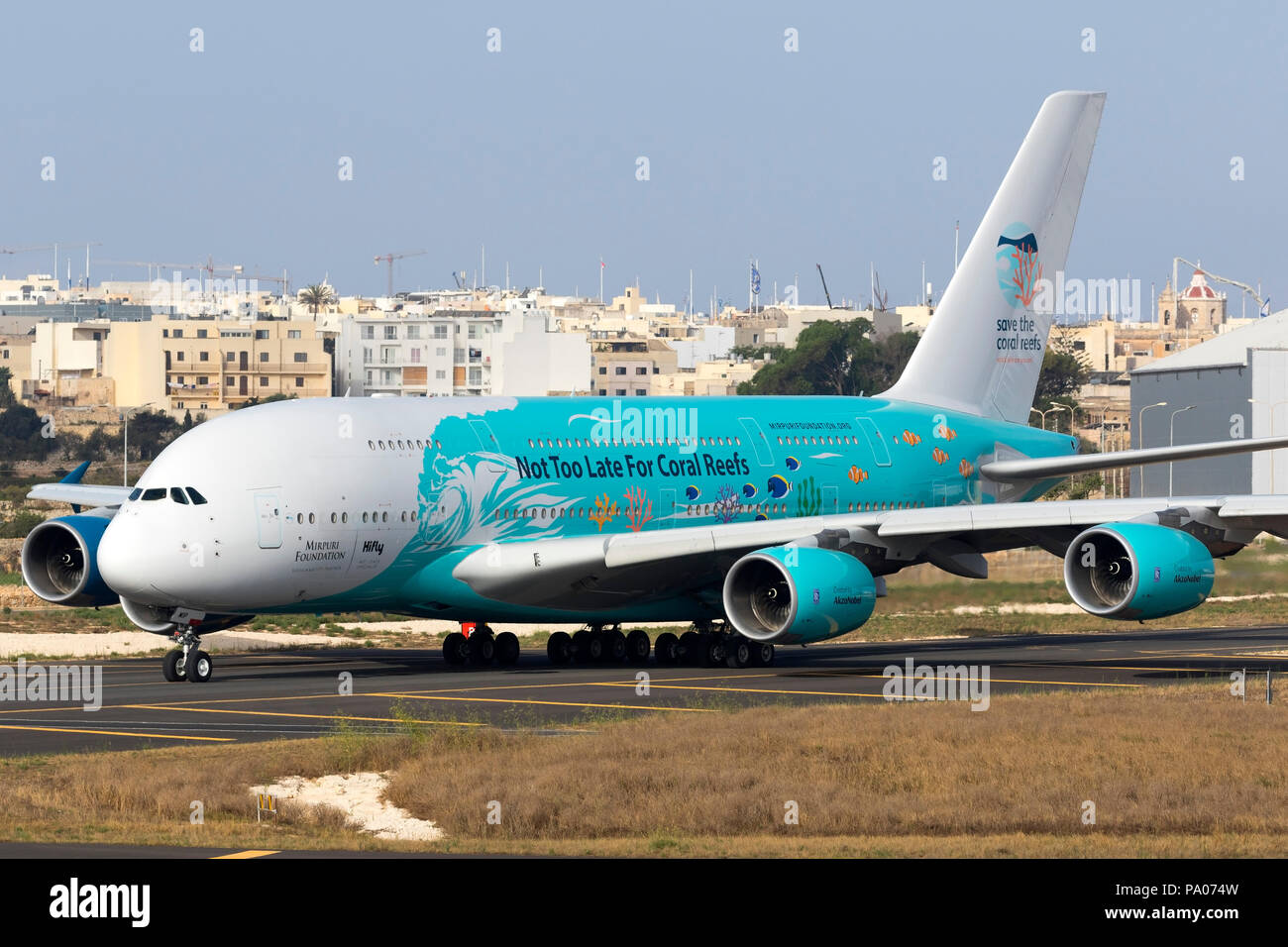 Luqa, Malta July 19, 2018: Hi Fly Malta Airbus A380-841 [9H-MIP ...