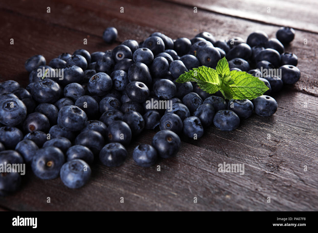 Blueberries on a rustic table, Healthy eating and nutrition concept ...