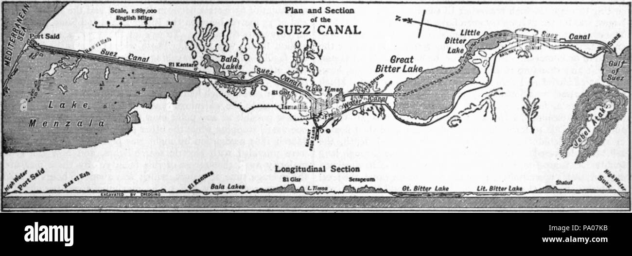 Plan of the suez canal Black and White Stock Photos & Images - Alamy