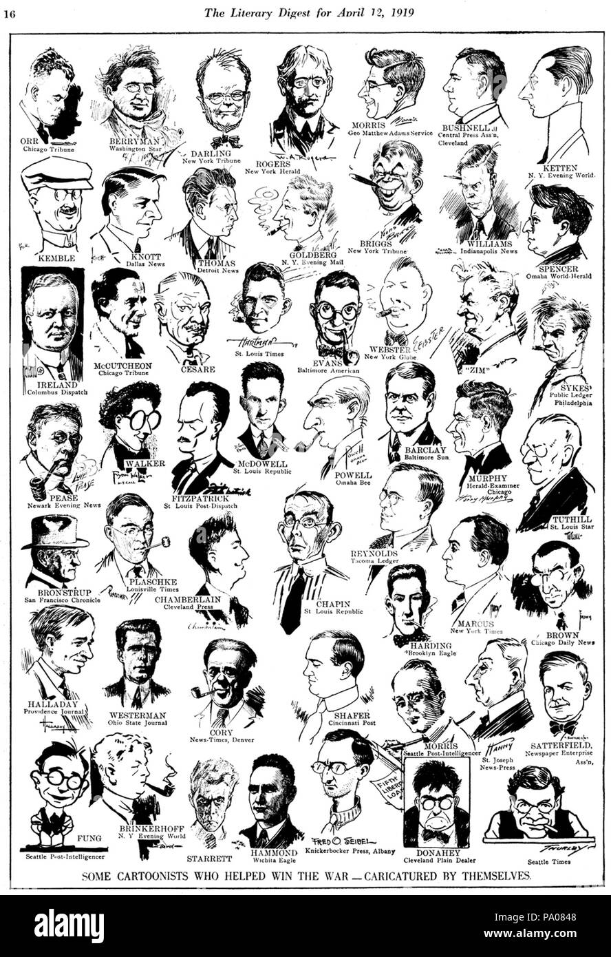 606 Editorial cartoonists' self-portraits (1919 Stock Photo - Alamy